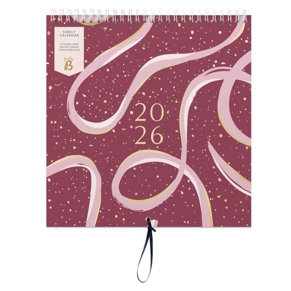 2026 Burgundy Family Wall Calendar - Paper Tiger