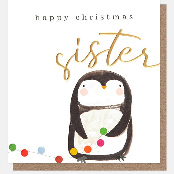 Happy Christmas Sister Penguin Card - Paper Tiger