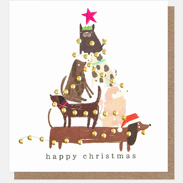 Happy Christmas Dog Tree Card - Paper Tiger