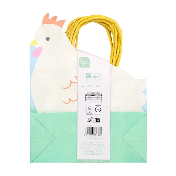 Spring Bunny Hen Shaped Gift Bags 6 Pack - Paper Tiger