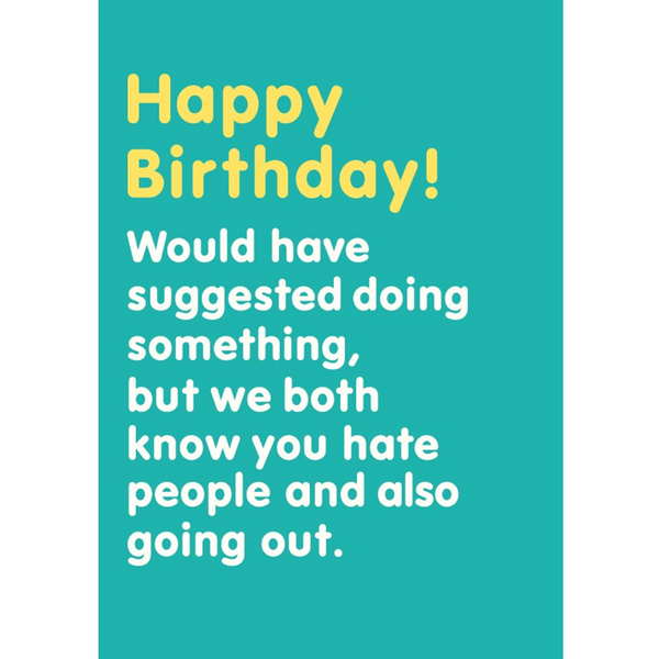 Hate People Birthday Card - Paper Tiger