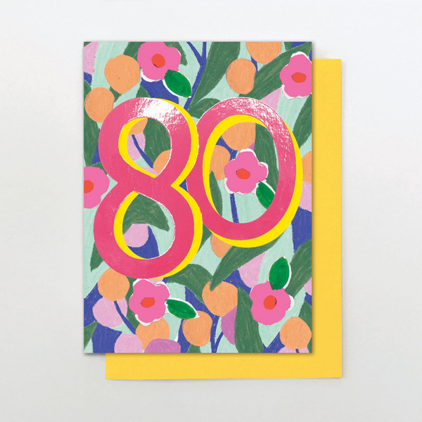 80 Floral Birthday Card - Paper Tiger