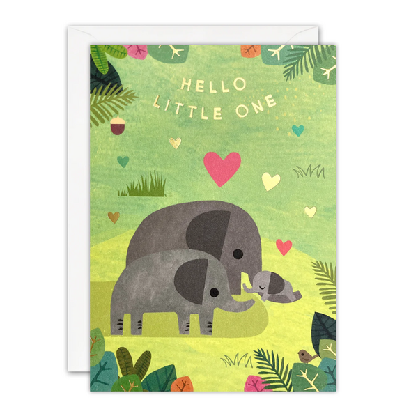 Hello Little One Elephants Card - Paper Tiger