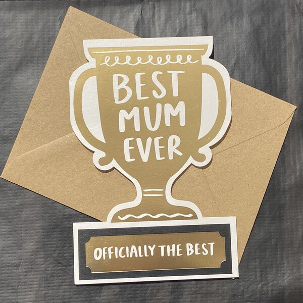 Best Mum Trophy Cut Out Card - Paper Tiger