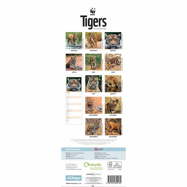 WWF Tigers Slim Calendar 2024 - Paper Tiger