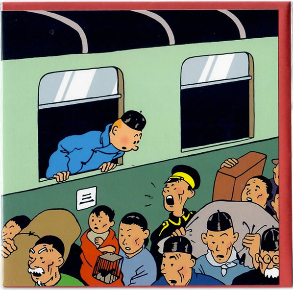 The Blue Lotus Train Tintin Card - Paper Tiger
