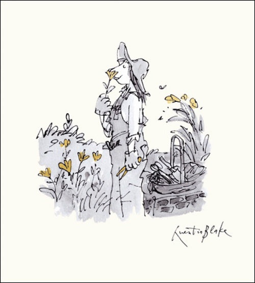 Smelling Flowers Quentin Blake Card - Paper Tiger