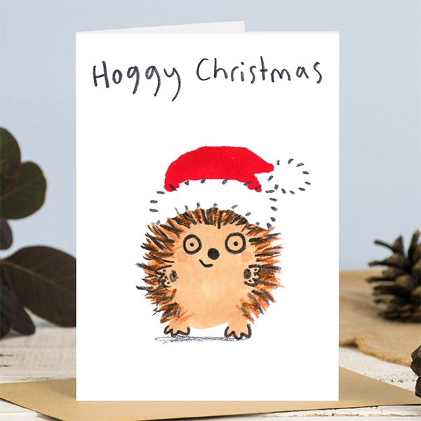 Hoggy Christmas Hedgehog in Santa Hat Card - Paper Tiger
