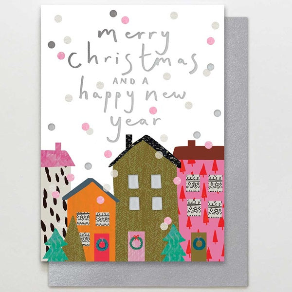 Merry Christmas Snowy Houses Card - Paper Tiger