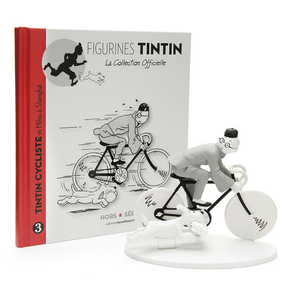 Monochrome Polyresin Figure Tintin And Snowy Bike in Shanghai - Paper Tiger