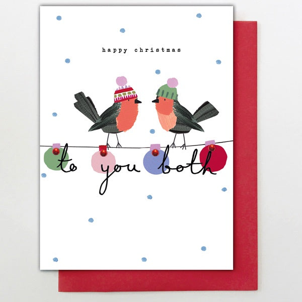 To You Both Robins on Lights Christmas Card - Paper Tiger