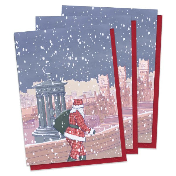 Tartan Santa Calton Hill Christmas Card Pack - Paper Tiger