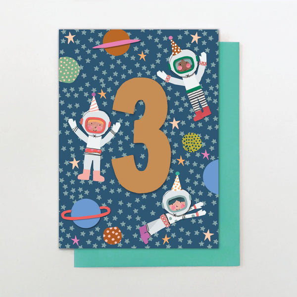 Age 3 Astronauts Card - Paper Tiger