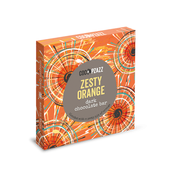 Coco Pzazz Vegan Zesty Orange Dark Chocolate Bar - Paper Tiger