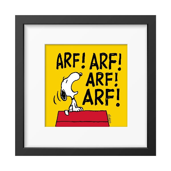 Arf! Arf! Arf! Arf! Snoopy Framed Print 12x12 - Paper Tiger