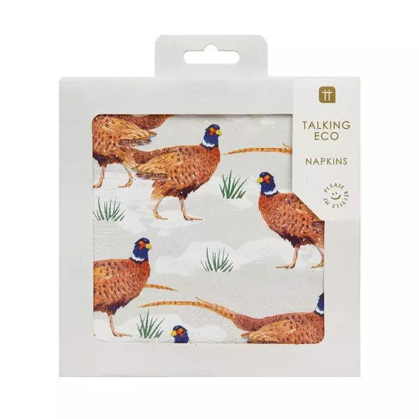 Botanical Holly Pheasant Napkin - Paper Tiger