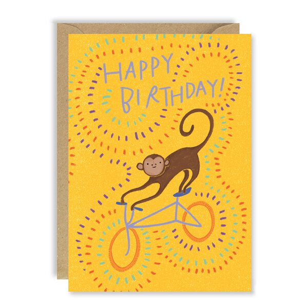 Monkey On A Bike Birthday Card - Paper Tiger