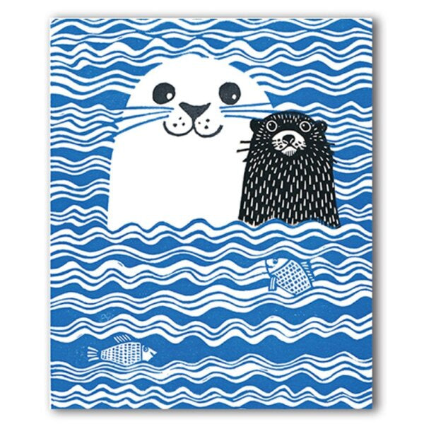 Seal and Otter Linocut Card - Paper Tiger