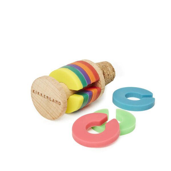 Rainbow Wine Rings And Stopper - Paper Tiger