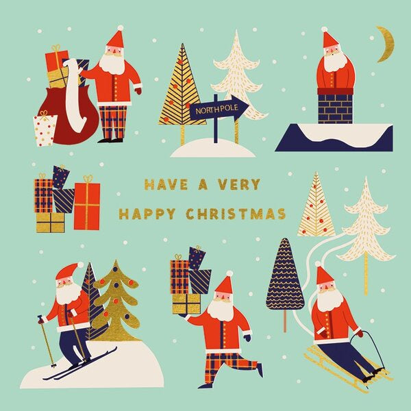 Happy Christmas Santas Christmas Card Pack - Paper Tiger