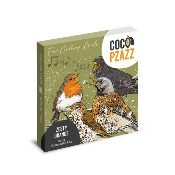Four Calling Birds Coco Pzazz Dark Chocolate Bar Zesty Orange 80g ...