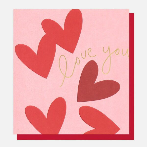 Love You Pink Hearts Card - Paper Tiger