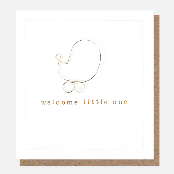 Welcome Little One Silver Pram - Paper Tiger