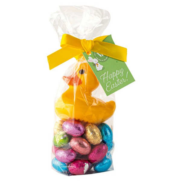 Belgian Chocolate Duck with Foiled Solid Milk Chocolate Mini Eggs ...