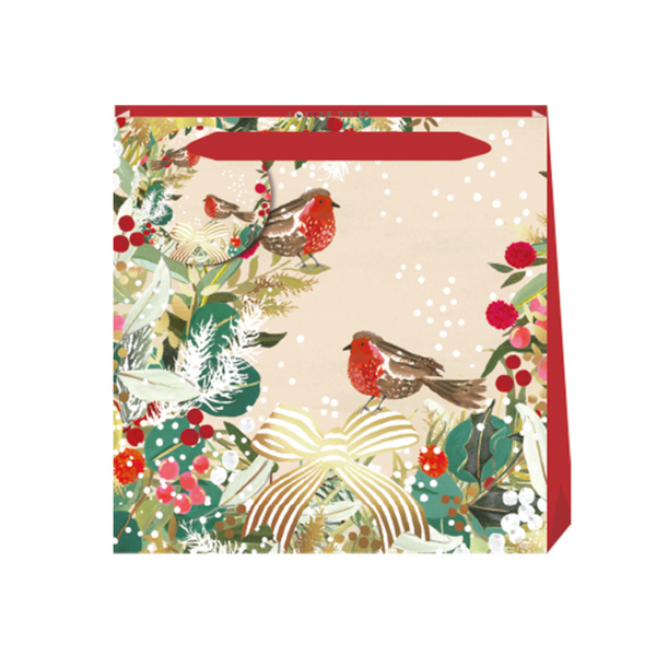 Louise Tiler Evergreen Robins Small Gift Bag - Paper Tiger