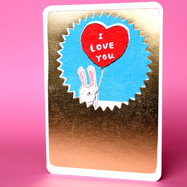 I Love You Rabbit Balloon Card - Paper Tiger