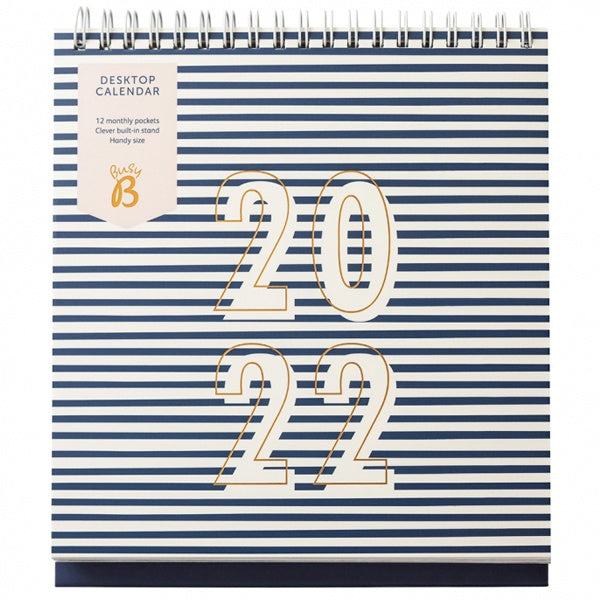 Busy B Desktop Calendar 2022 Navy Stripe - Paper Tiger