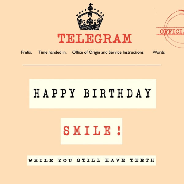 Happy Birthday Telegram Card - Paper Tiger